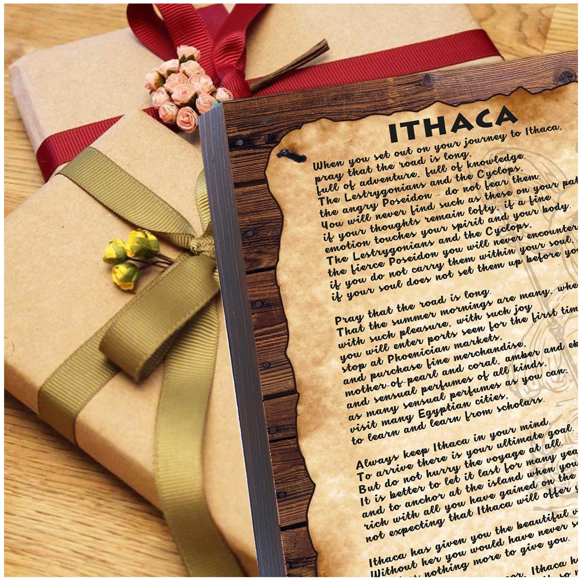 Ithaca Poem Wood Canvas Print: Constantine Cavafy Wall Art (8.3" X 11.7 ...