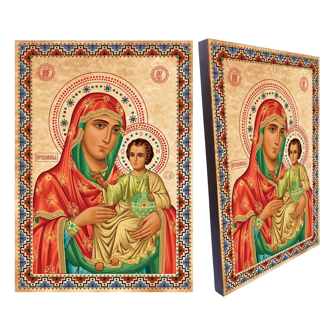 Virgin Mary of Jerusalem Orthodox Icon: Theotokos Canvas on Wood (8.3 ...