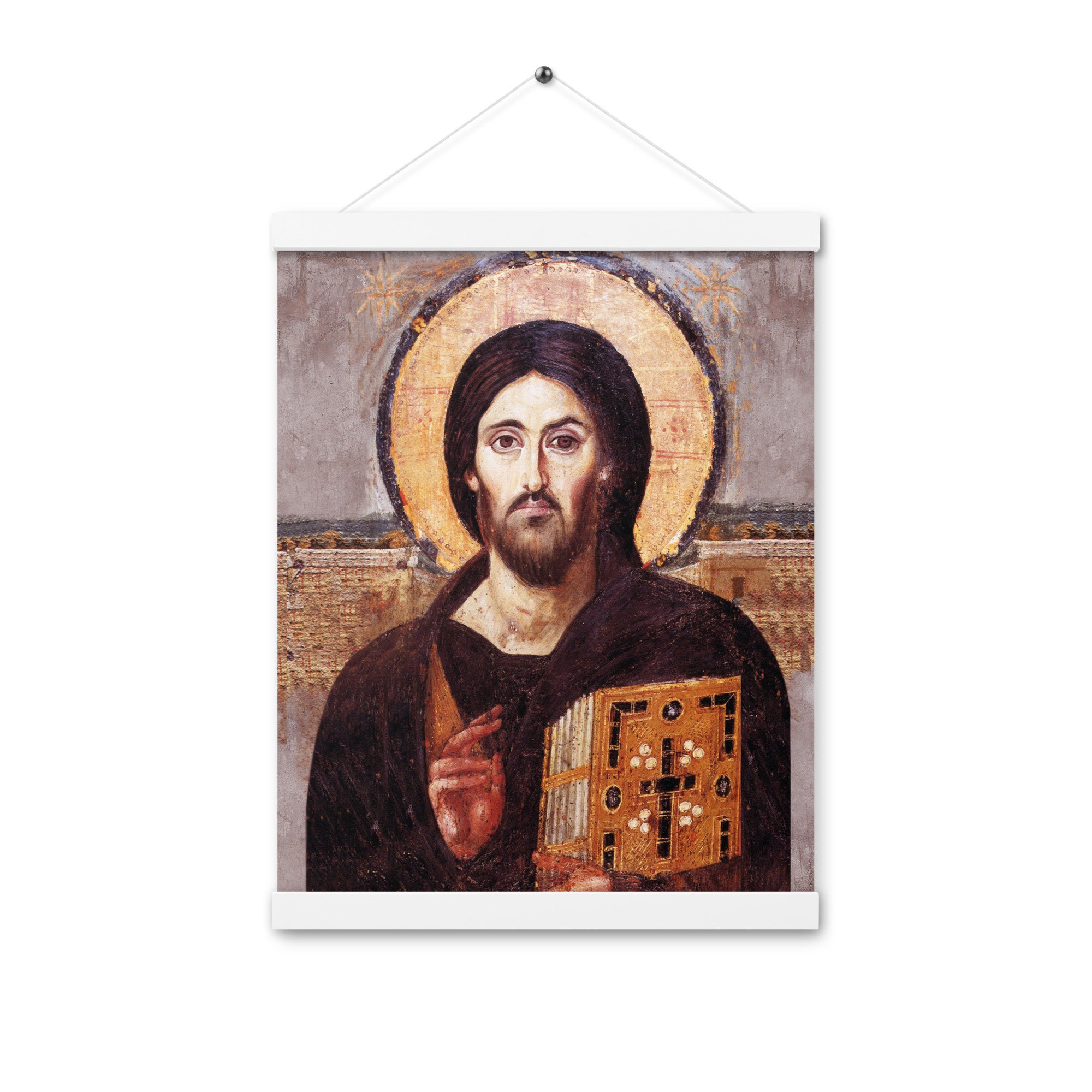 Jesus Christ Pantocrator Icon Poster: Sinai Orthodox Art With Hangers ...