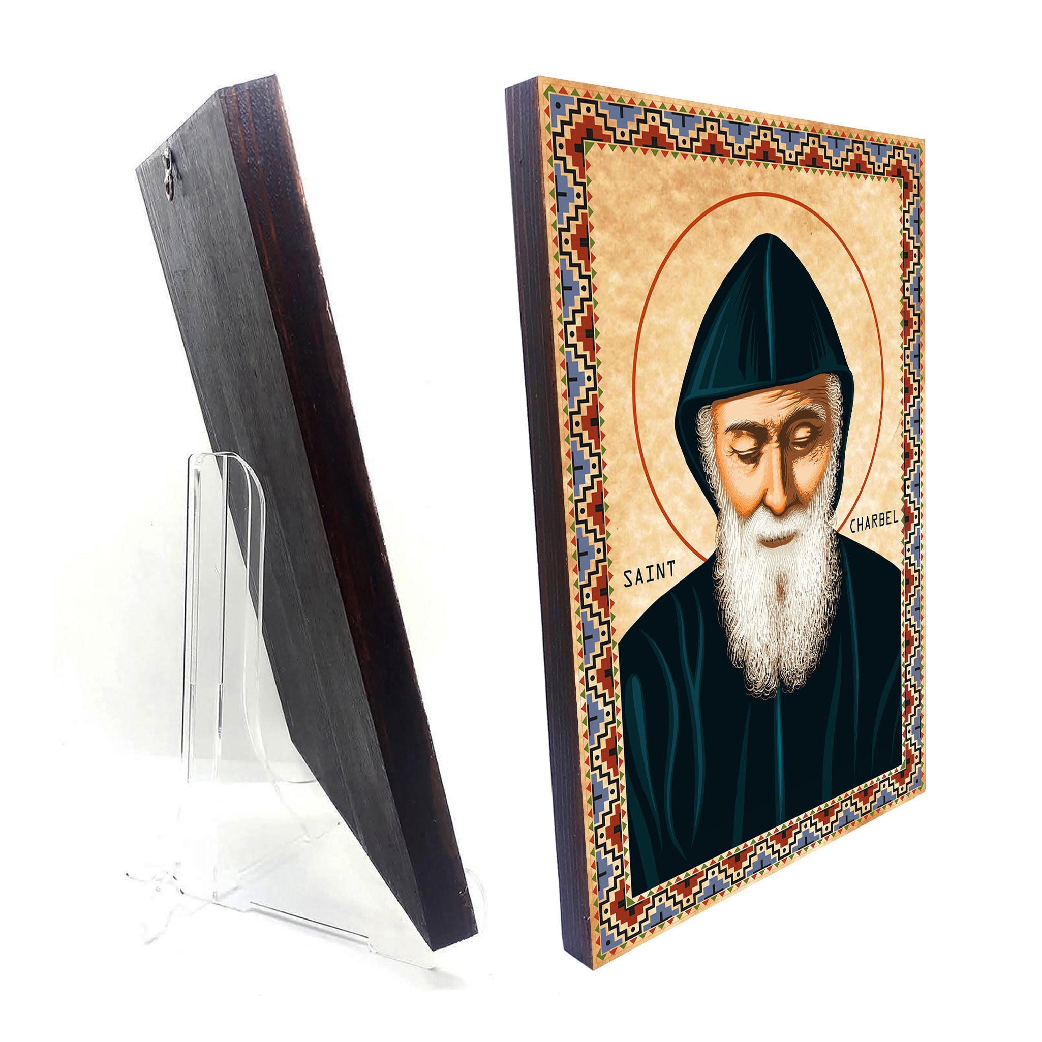 Saint Charbel Icon: Catholic Religious Wood Art (8.3''x 11.7'') - Etsy