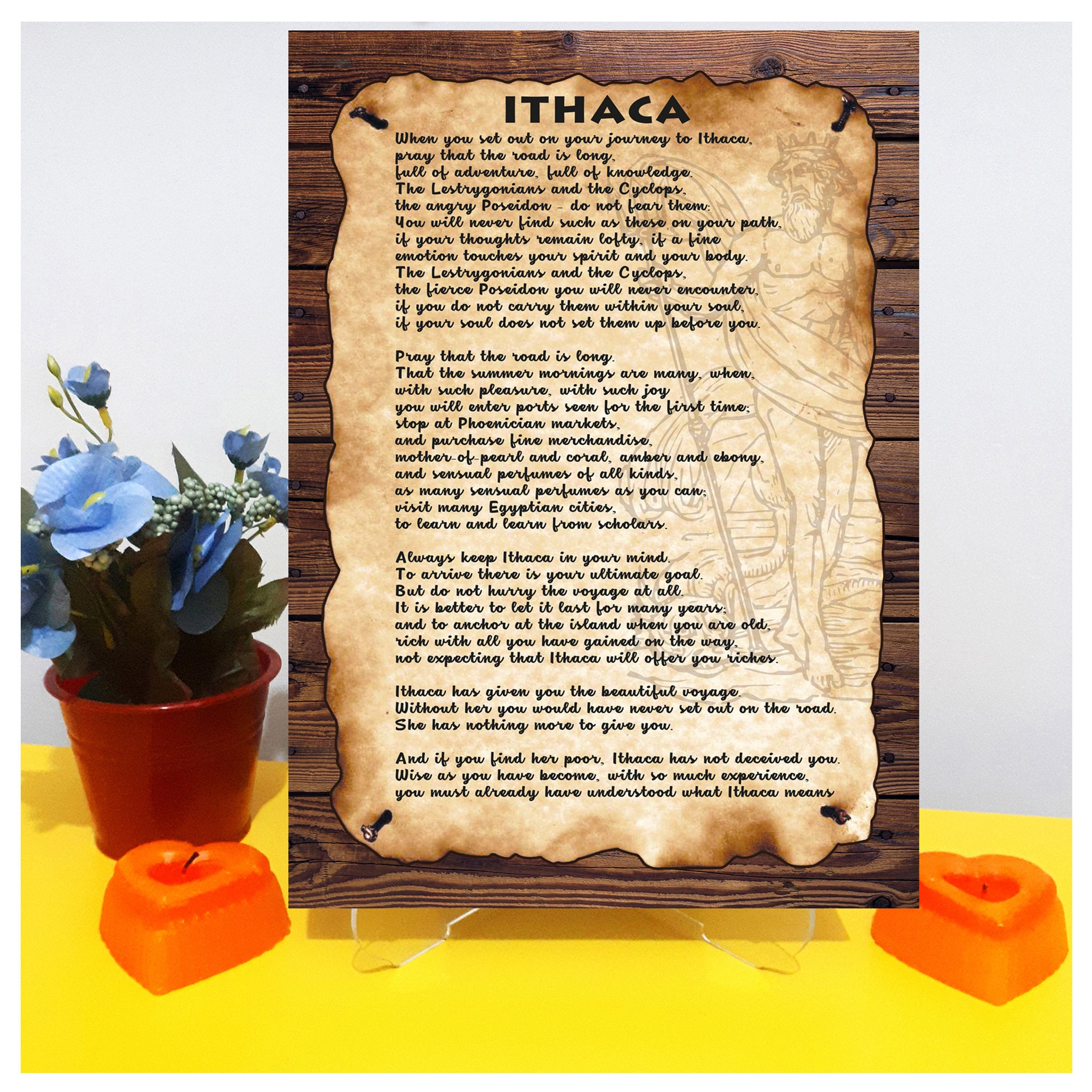 Ithaca Poem Wood Canvas Print: Constantine Cavafy Wall Art (8.3" X 11.7 ...