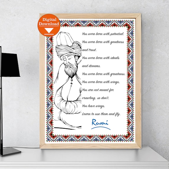 Printable Rumi Poetry Inspirational Jelaluddin Rumi Poem | Etsy