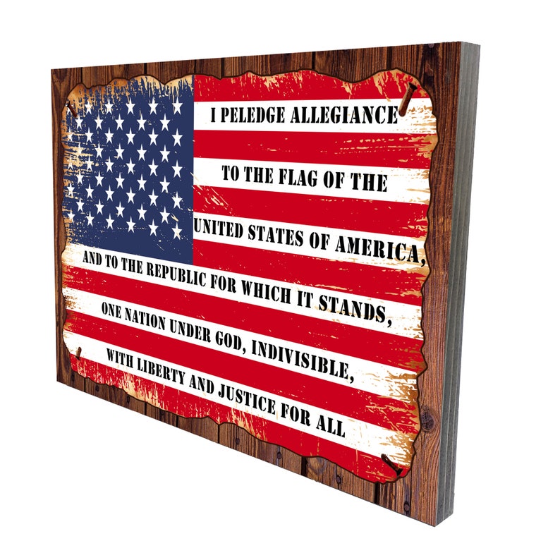 American Flag Pledge of Allegiance Canvas on Wood Home Decor - Etsy
