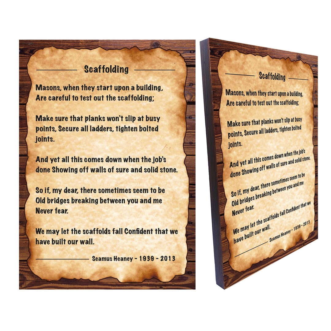 Seamus Heaney 'scaffolding' Poem Print: Vintage Style Wood Wall Art ...