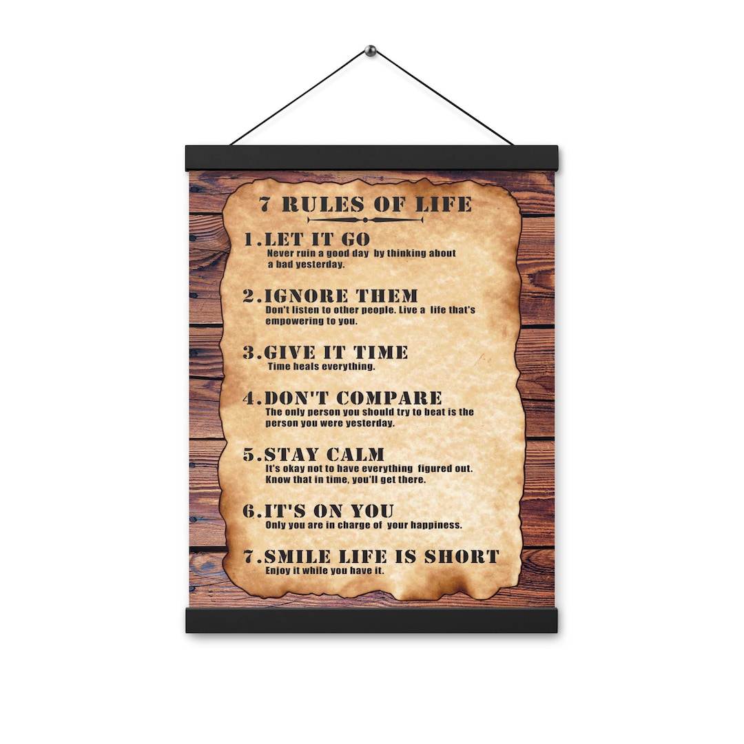 7 Rules of Life Inspirational Quote an Antique-style Motivational Quote ...