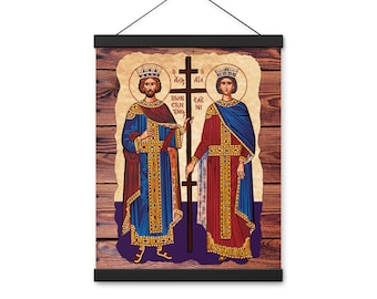 Saint Constantine Icon & Saint Helen Icon, Handmade Greek Christian ...