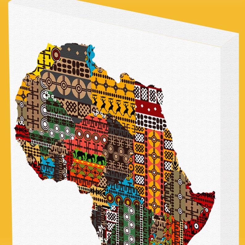 Map of Africa in Pattern Style Framed Canvas Print, Wall Art, Africa ...