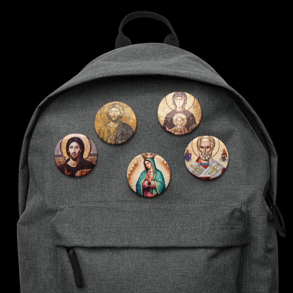 Set of 5 Christian Icon Button Badges | Jesus Christ, Virgin Mary ...