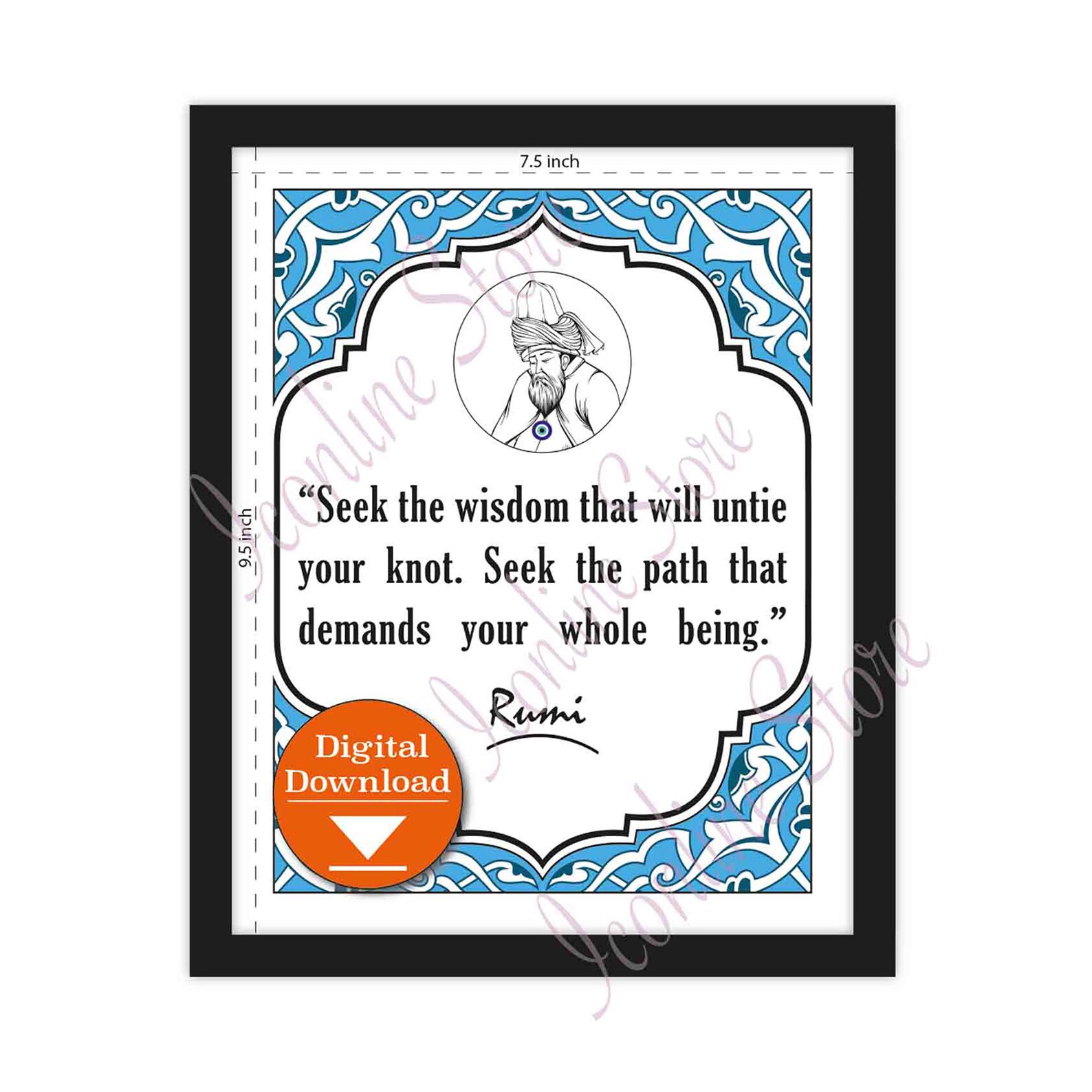 Rumi Illustration Printable Quote, Inspirational,jelaluddin Rumi Poetry ...