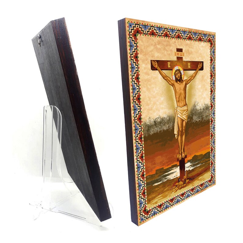 Crucifixion Jesus Christ Holy Cross Icon, Old Paper Effect, Blessing ...