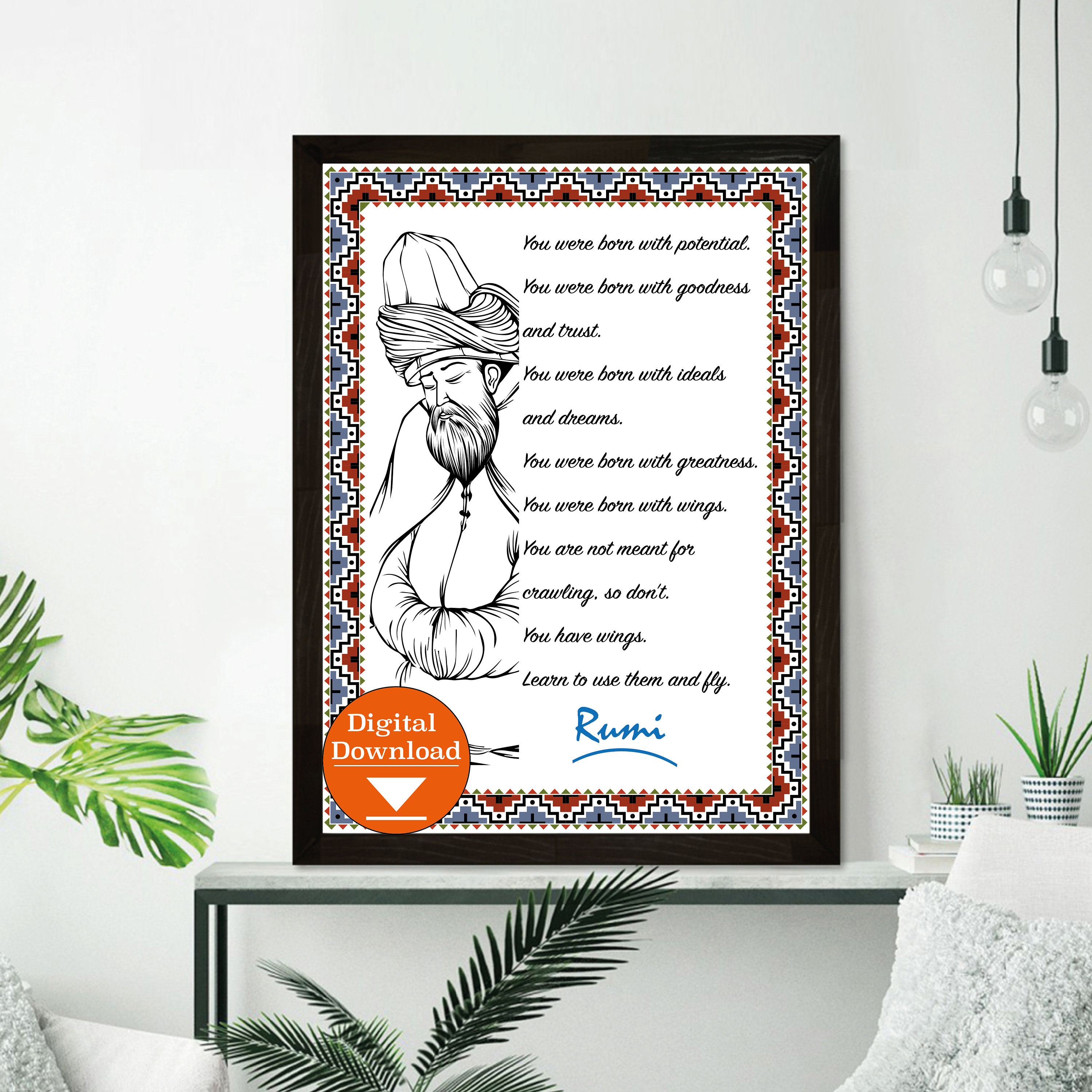 Printable Rumi Poetry, Inspirational, Jelaluddin Rumi Poem Instant ...