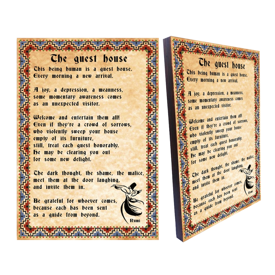 Rumi Poem Print: the Guest House, Inspirational Wood Wall Art (8.3'' X ...