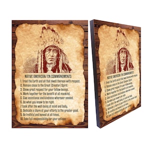 Native American Ten Commandments Canvas: Inspirational Wood Wall Art - Etsy