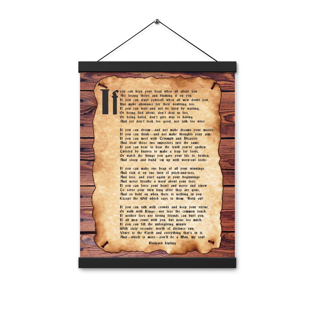 Rudyard Kipling "if" Poem Art Print With Wooden Hangers - 12x16 - Etsy