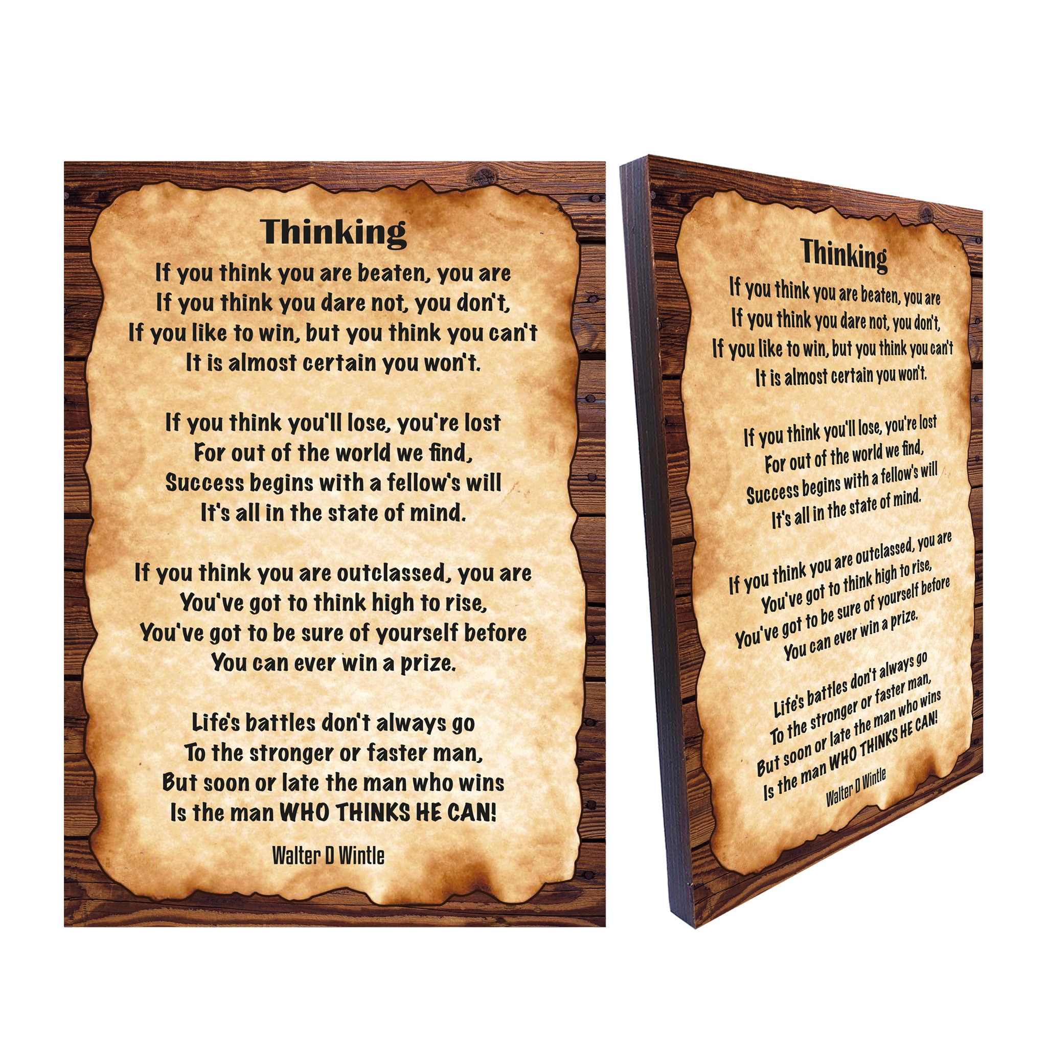 Walter D Wintle 'thinking' Poem: Antique Style Wood Sign - Etsy