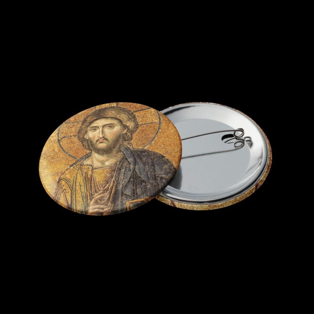 Set of 5 Christian Icon Button Badges | Jesus Christ, Virgin Mary ...