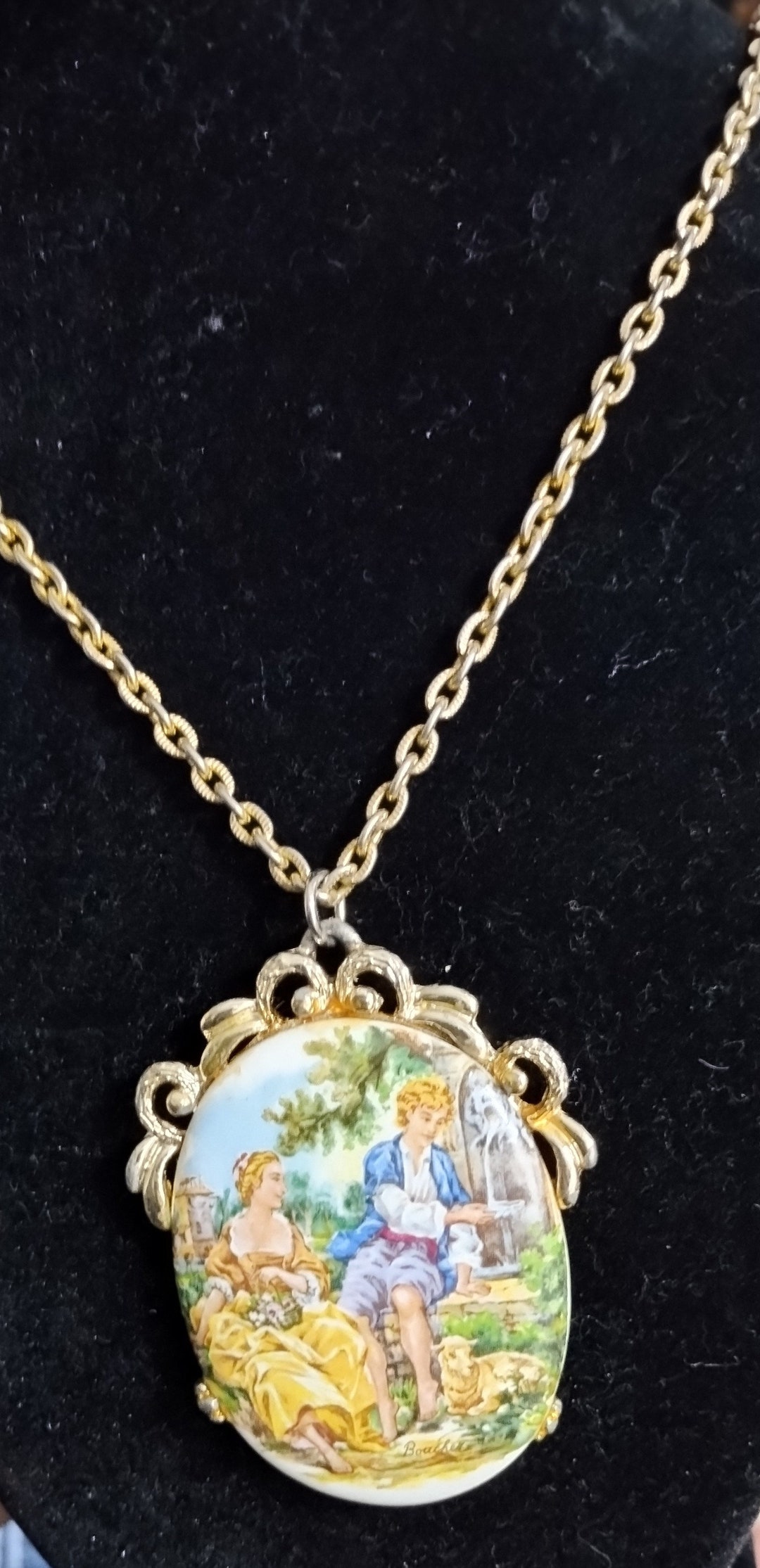 Vintage Boucher Porcelain Courting Couple Pendant - Etsy