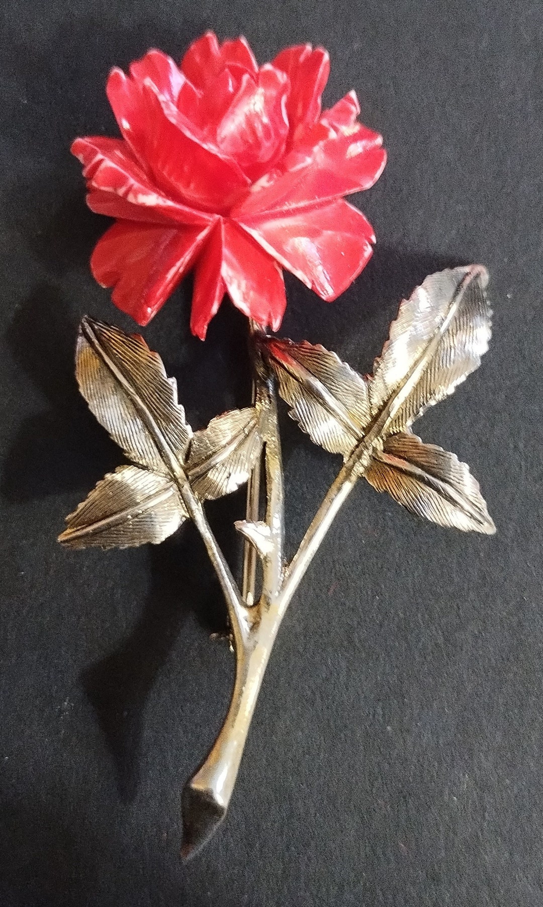 Vintage Sterling Silver Red Rose Brooch Pin Mom Gift Friend Gift Sister ...