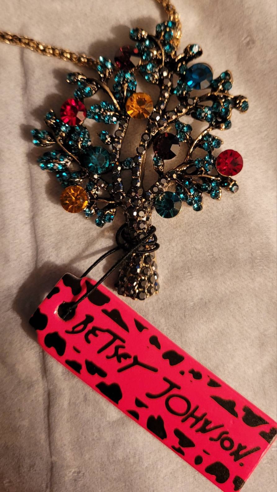 Betsey Johnson Tree Necklace Multi Coloured Rhinestones New Mom Gift ...