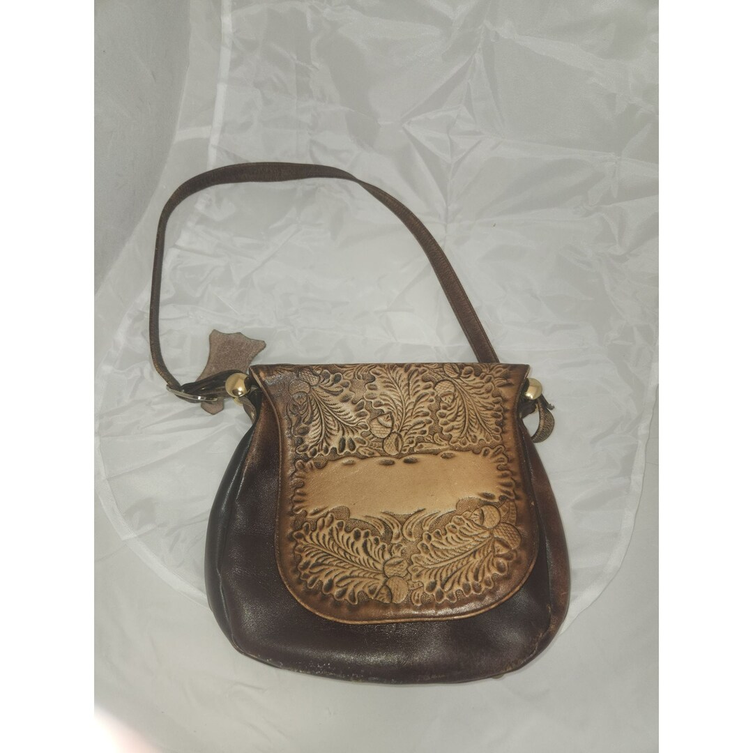 Vintage Bag, Boho Tooled Leather by Justin Purse - Etsy