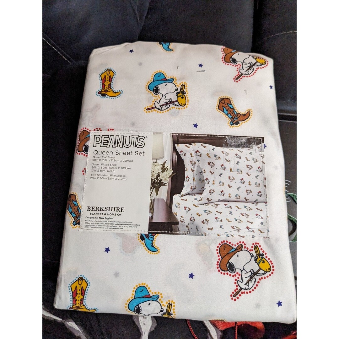 Peanuts Snoopy Queen Sheet Set - Etsy