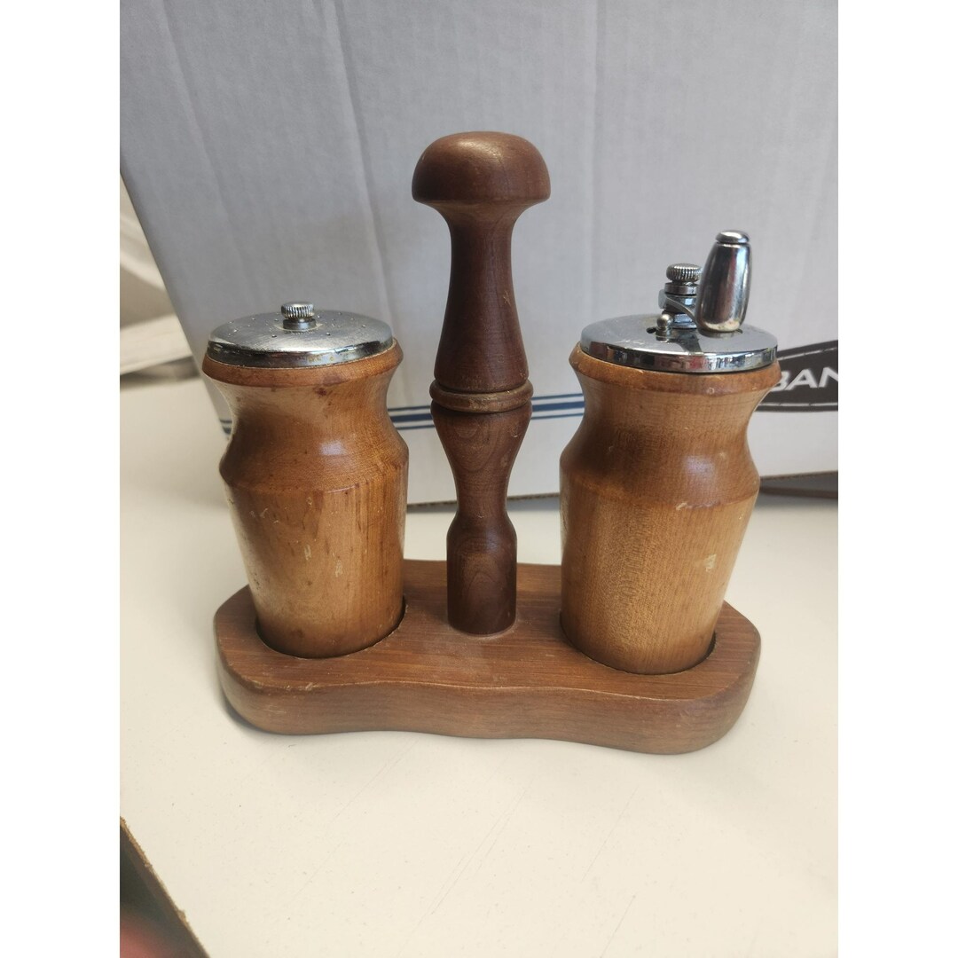 Woodpecker Woodware Japan Salt and Pepper Set With Holder - Etsy