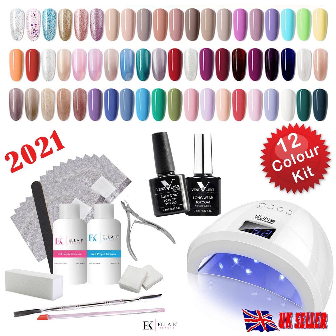 2021 Range UV / LED Gel Polish Starter Kit With 48watt Nail Lamp 12 ...