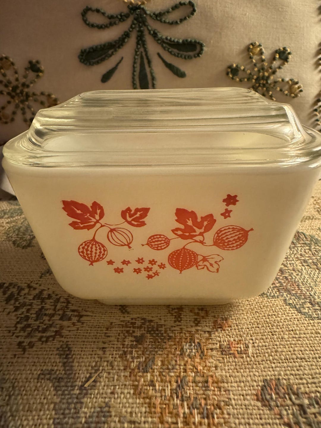 Vintage Pyrex Pink Gooseberry Pattern Refrigerator Dish/lid #501. 1 1/2 ...