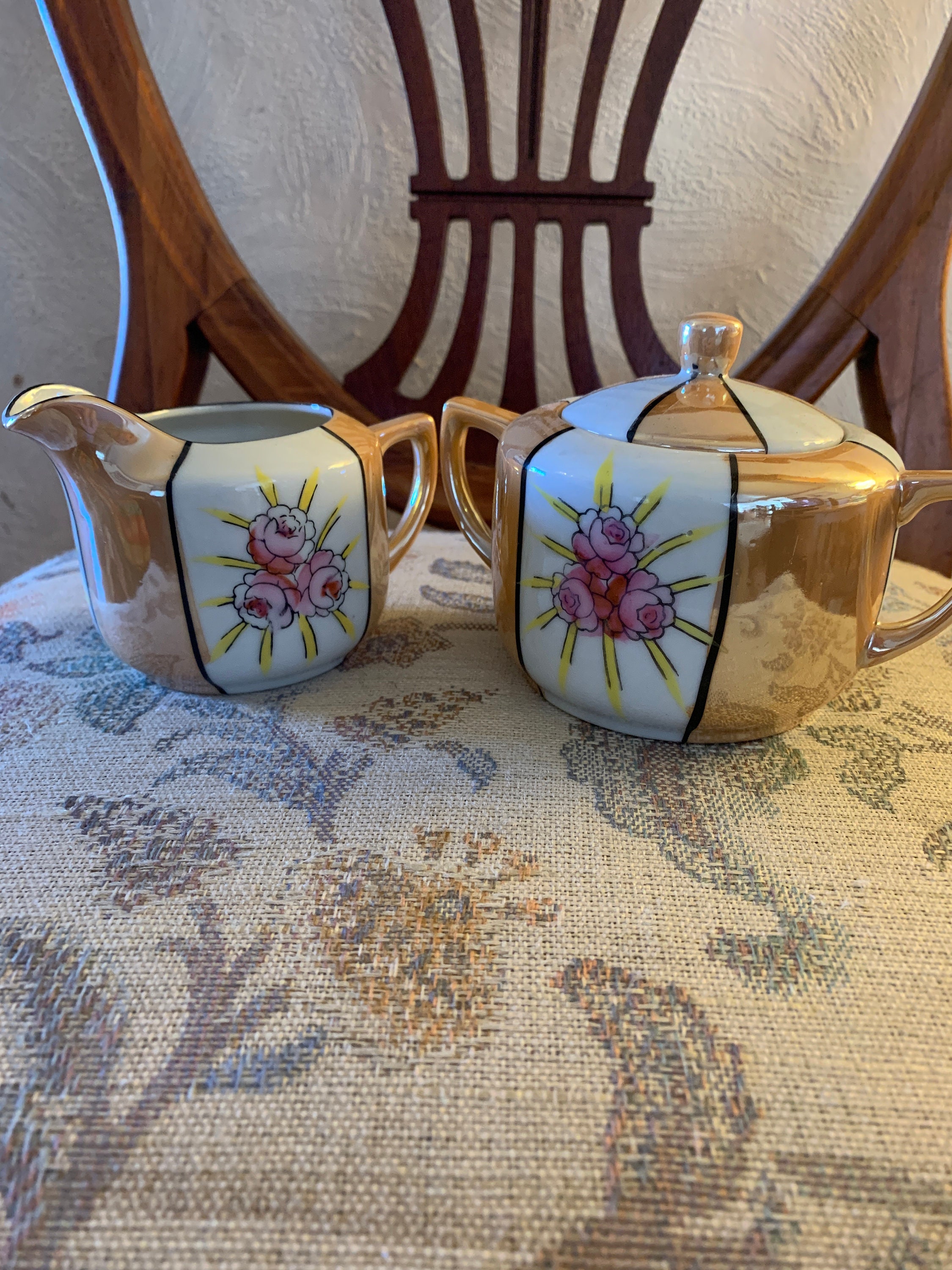 Vintage Made in Japan Lusterware Sugar/creamer/lid Gorgeous | Etsy