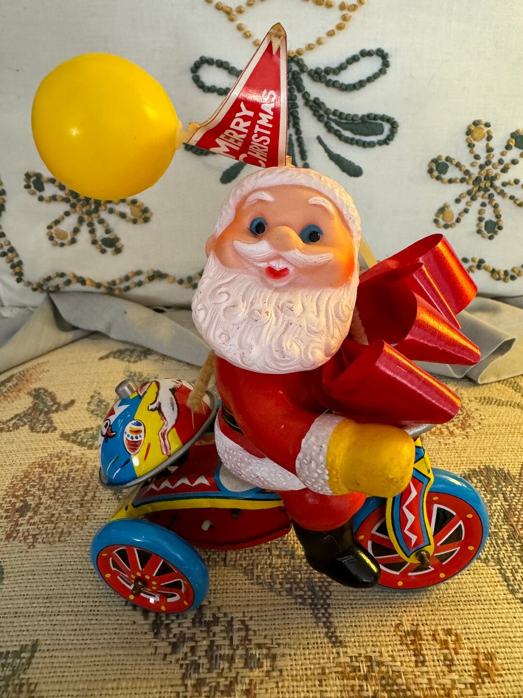 Vintage Santa Wind up Toy on Tricycle With Balloon Made in Japan - Etsy