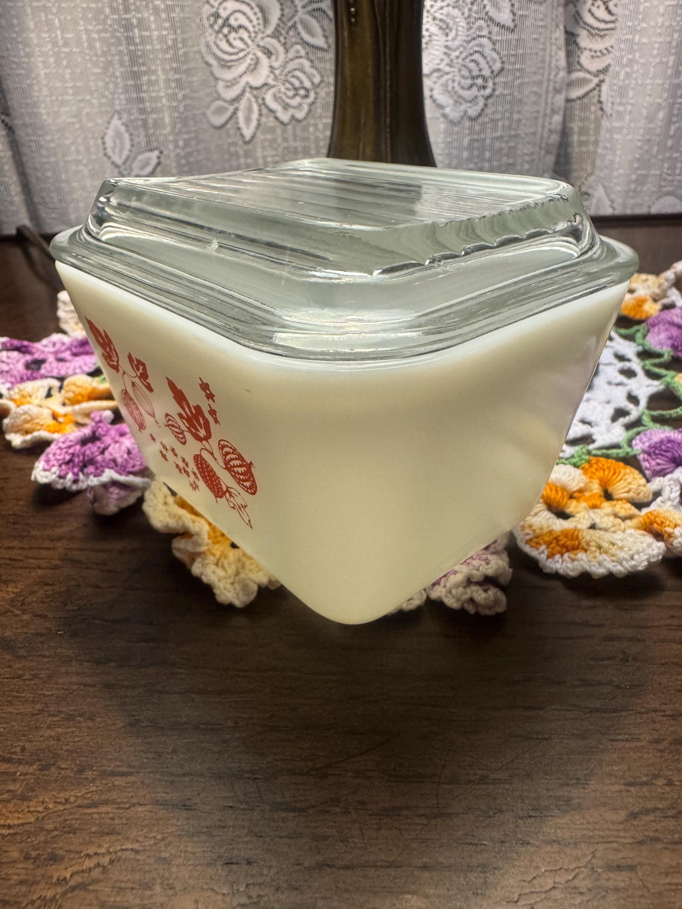 Vintage Pyrex Pink Gooseberry Pattern Refrigerator Dish/lid #501. 1 1/2 ...