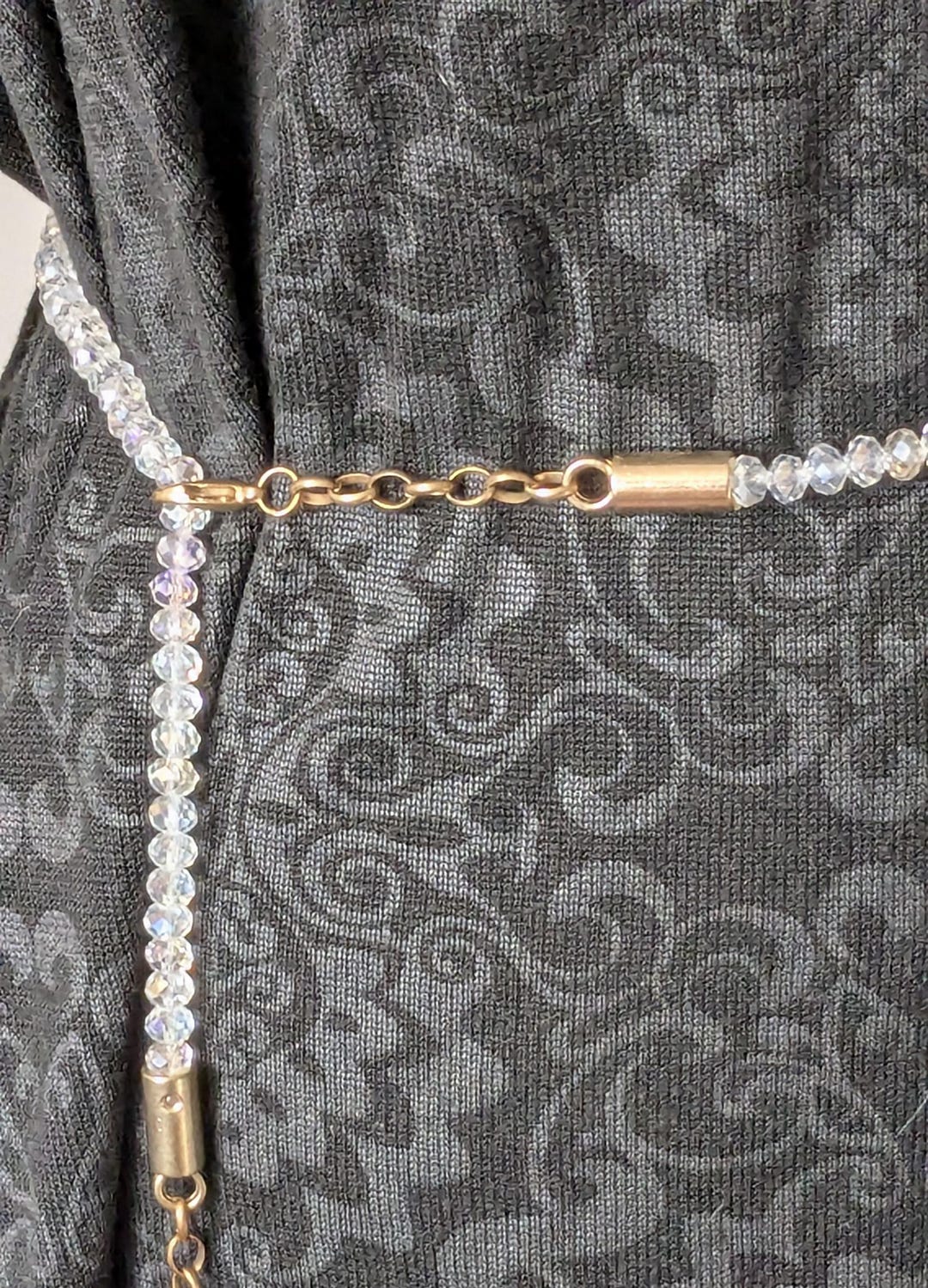 Retro Clear Rhinestone Bead Chain Belt - Etsy