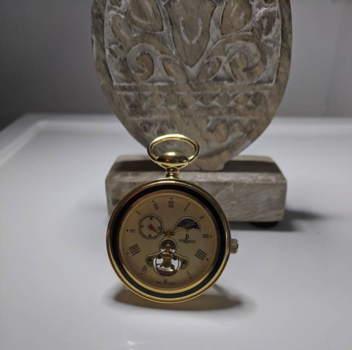 Berenger Pocket Watch Skeleton Mechanical Wind up Day Phase | Etsy