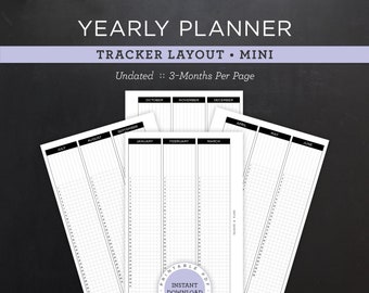 Undated Yearly Planner Printable Perpetual Layout 4.625 X 7 HP Mini ...