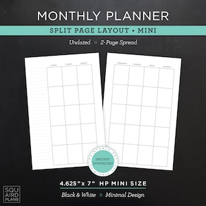 Undated Monthly Planner Printable Split Page Layout - Etsy