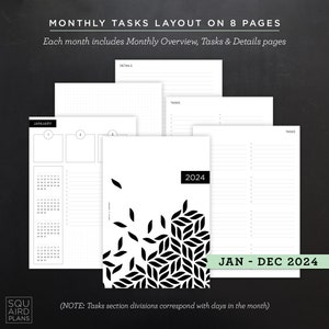2024 Monthly Planner Printable Monthly Tasks Layout 5.83 X 8.27 A5 Size ...