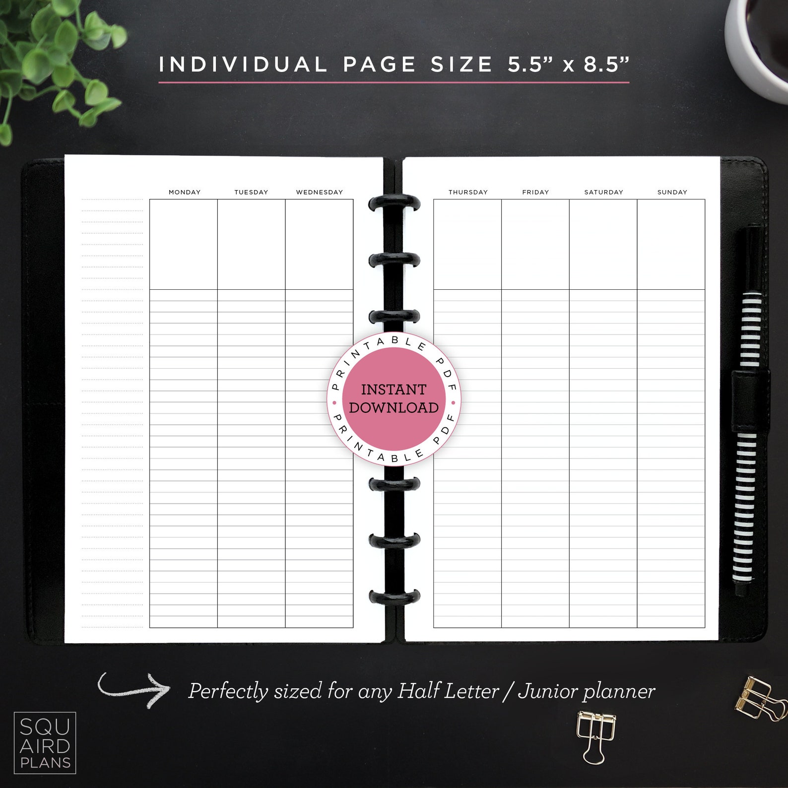 Undated Weekly Planner Printable Lined Top Box Layout - Etsy