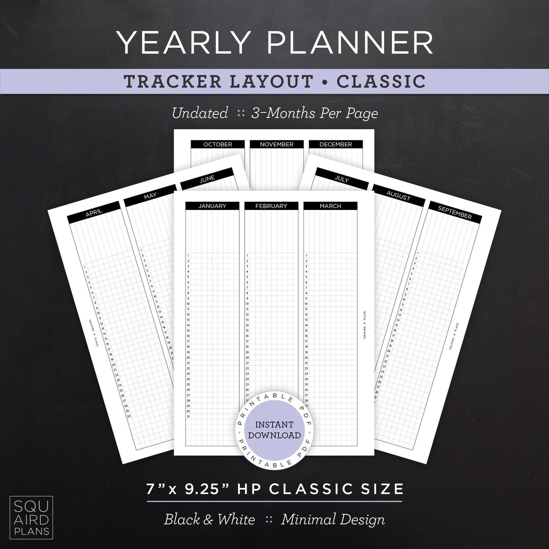 Undated Yearly Planner Printable • Tracker Layout • 7" X 9.25" HP ...