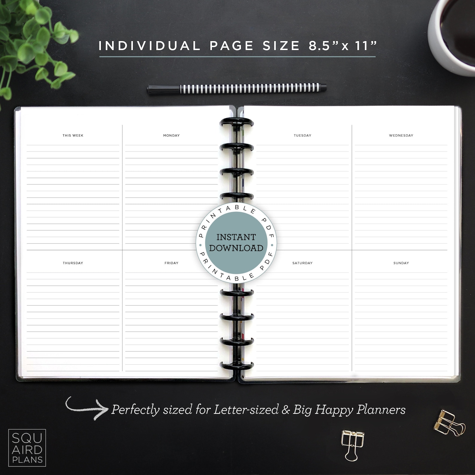 Undated Weekly Planner Printable Quadrant Layout - Etsy