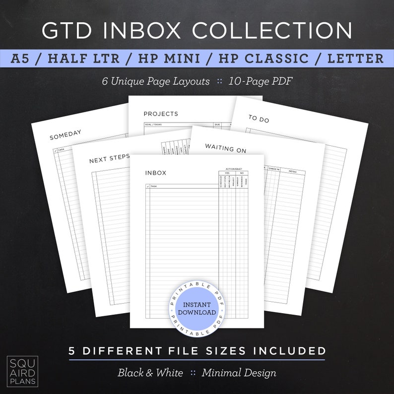GTD Inbox Collection Getting Things Done Inbox / Task - Etsy