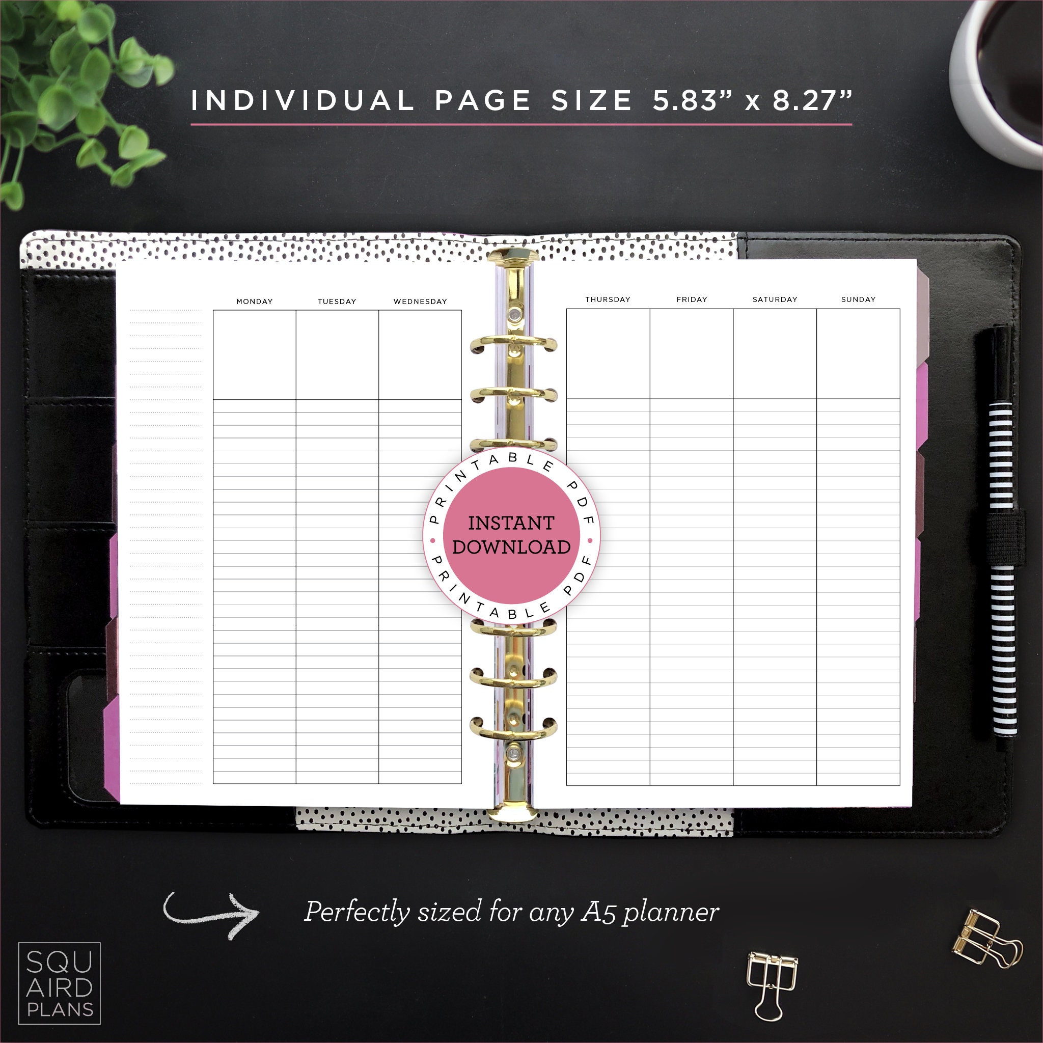 Undated Weekly Planner Printable Lined Top Box Layout - Etsy