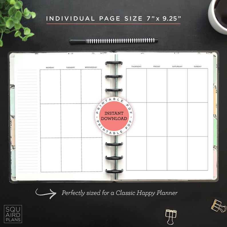 Undated Weekly Planner Printable • Vertical Layout • 7" X 9.25" HP ...
