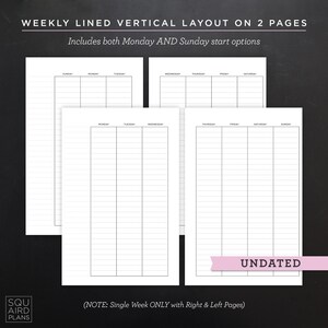Undated Weekly Planner Printable • Lined Vertical Layout • 4.625" X 7 ...