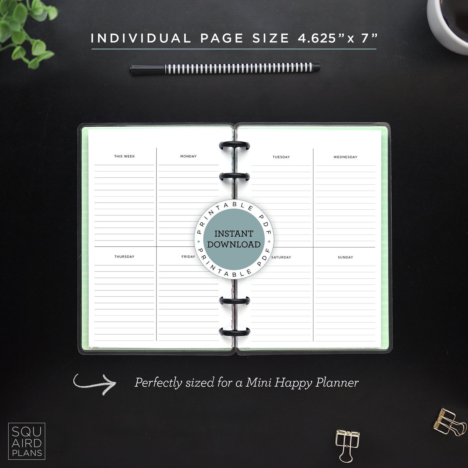 Undated Weekly Planner Printable Quadrant Layout - Etsy