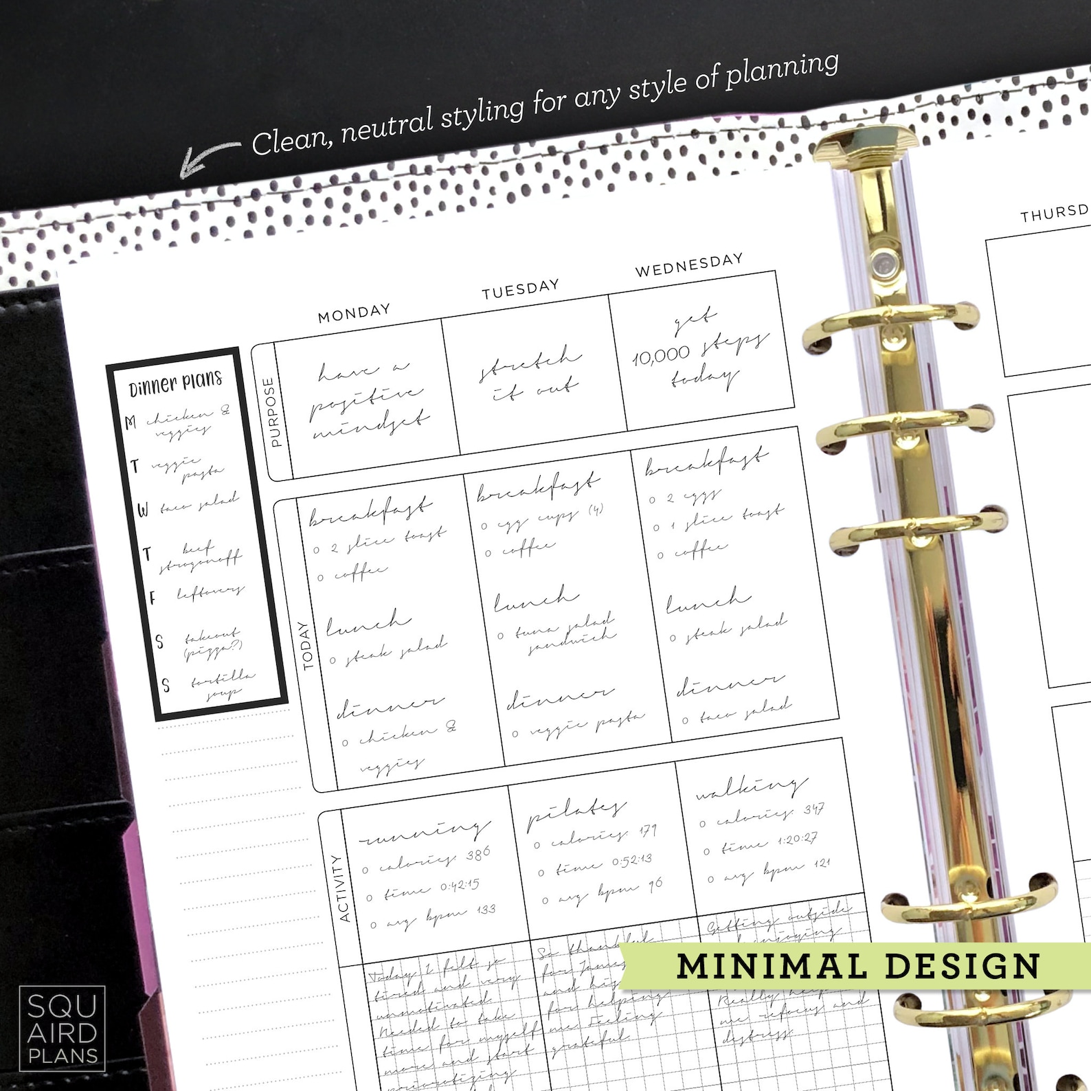 Undated Weekly Planner Printable • Wellness Layout • 5.83" X 8.27" A5 ...