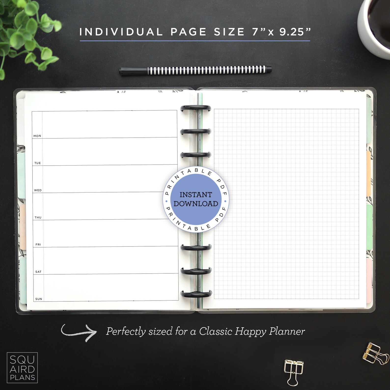 Undated Weekly Planner Printable Techo Weeks Layout - Etsy