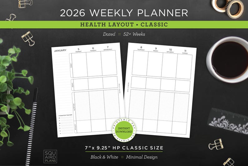 2026 Weekly Planner Printable • Health Layout • 7