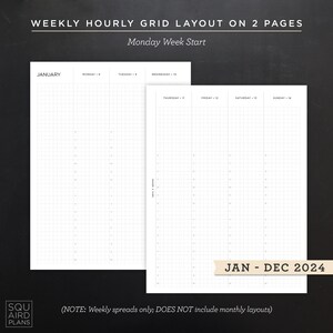 2024 Weekly Planner Printable Hourly Grid Layout 8.5x11 Letter/binder ...