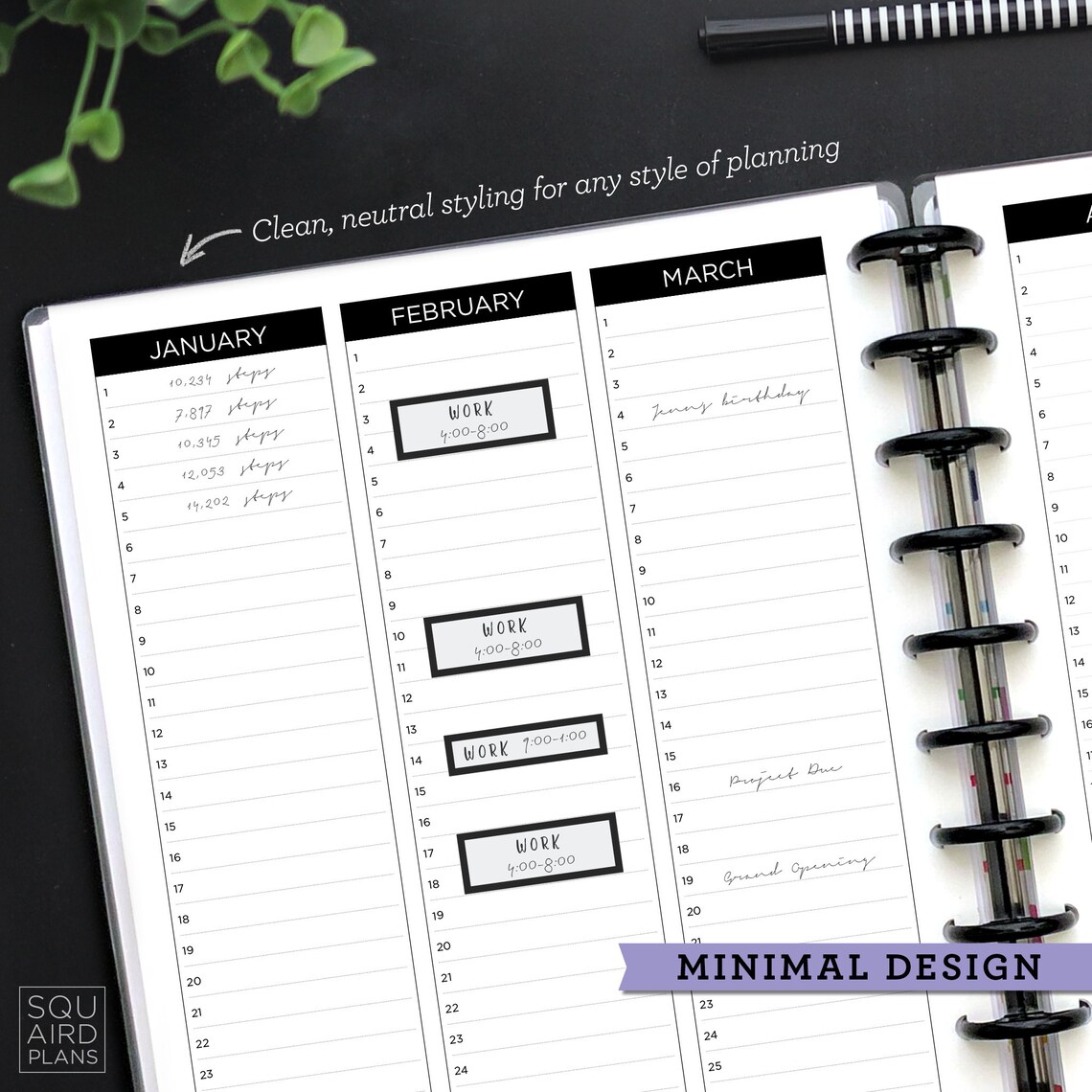 Undated Yearly Planner Printable Perpetual Layout | Etsy