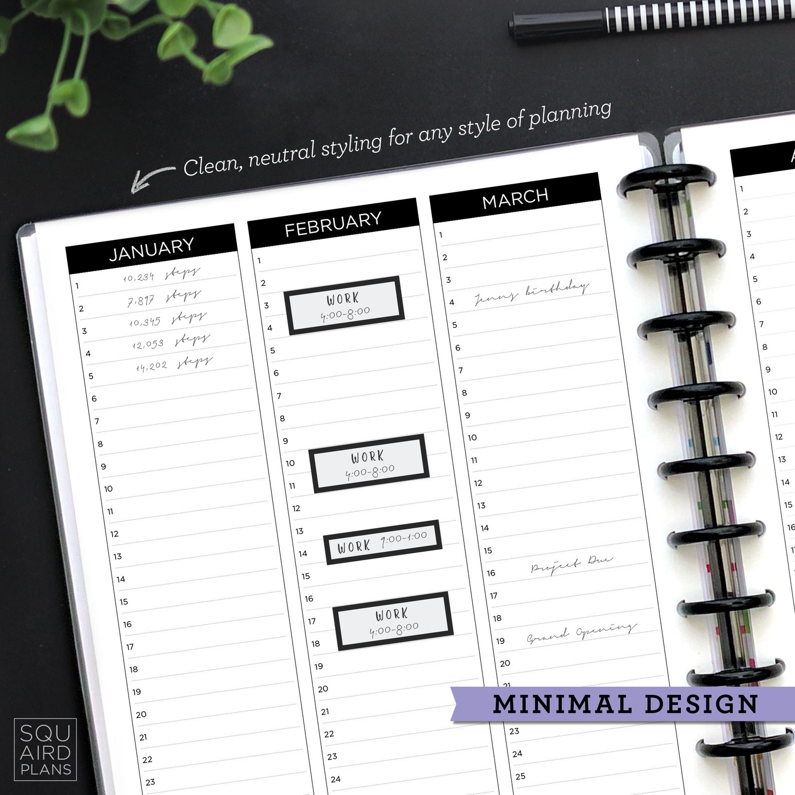 Undated Yearly Planner Printable Perpetual Layout | Etsy